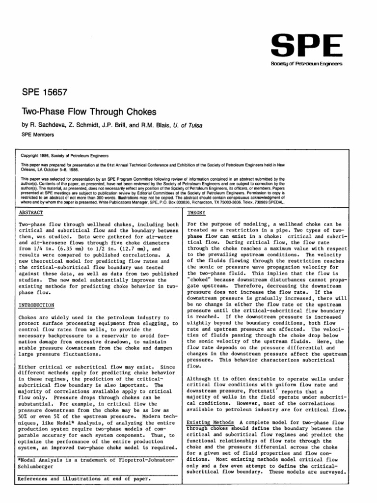 Spe 15657 MS | Download Free PDF | Fluid Dynamics | Flow Measurement