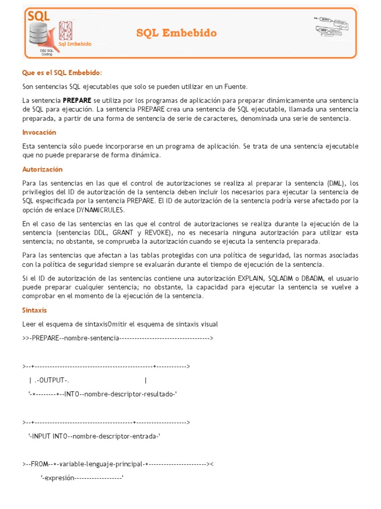 SQL Embebido | PDF | SQL | Lenguaje de programación