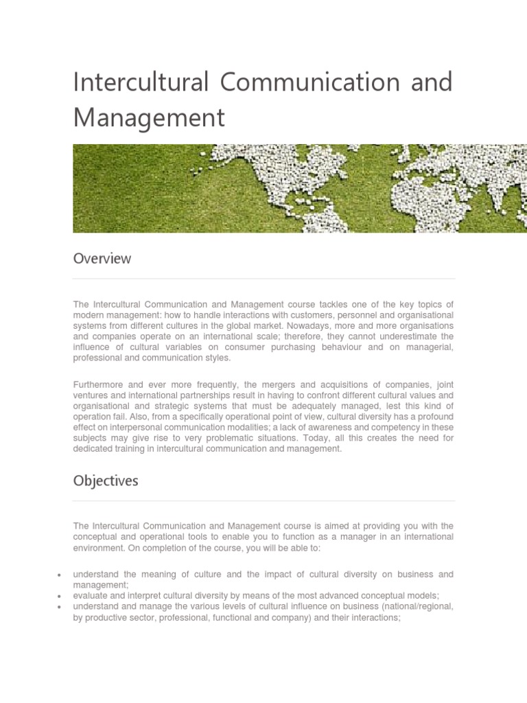 Intercultural Communication and Management | PDF | Cross Cultural ...