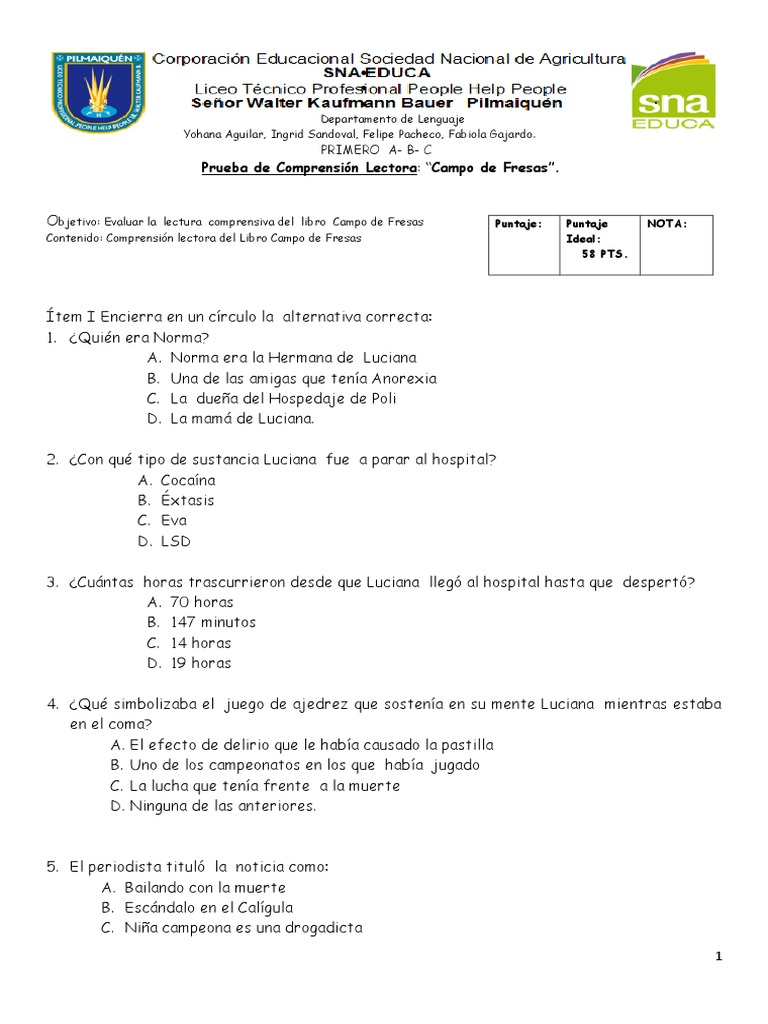 Campos de Fresas Prueba | PDF | Narración