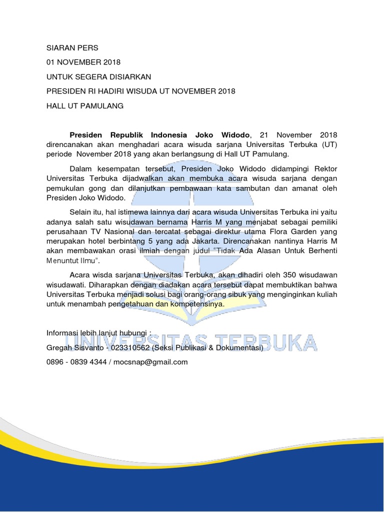 Contoh Siaran Pers | PDF