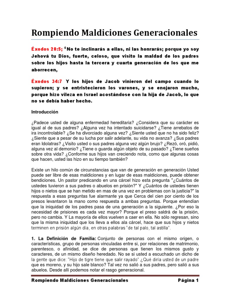 Rompiendo Maldiciones Generacionales Pdf Pecado Expiación En El