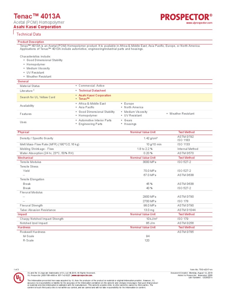Tenac 4013A | PDF | Polymers | Materials