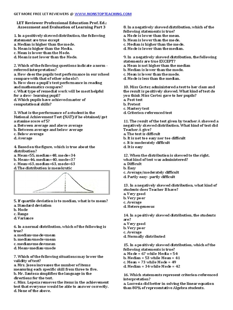 LET Reviewer Professional Education Prof. Ed.: Assessment and ...