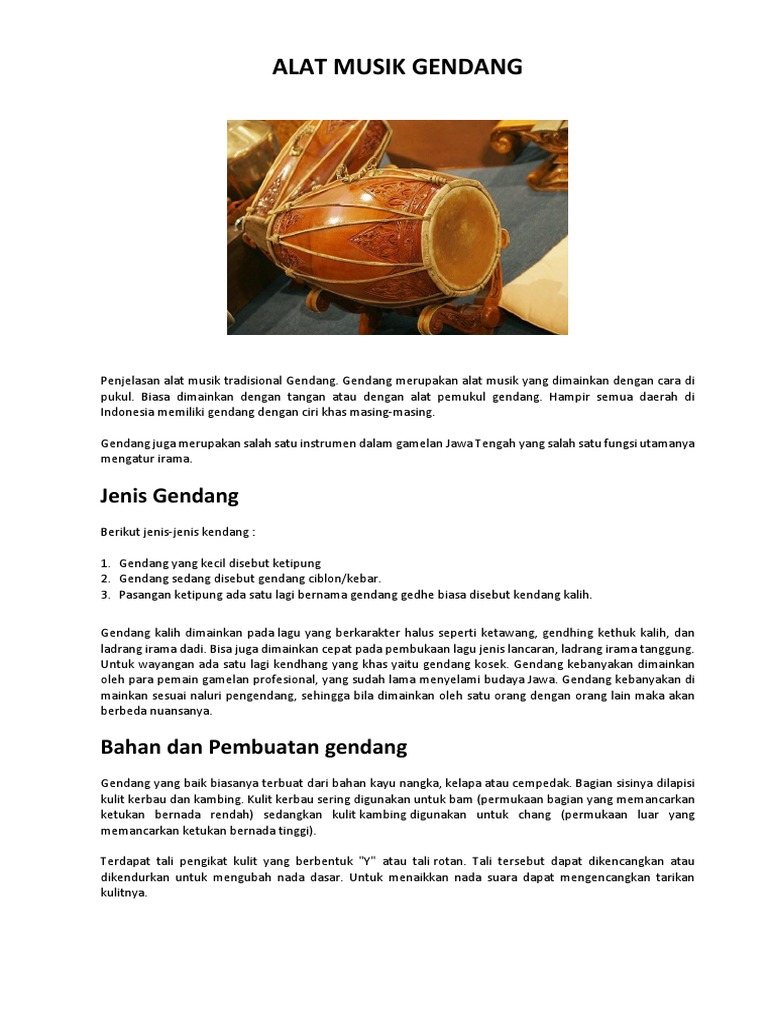 Penjelasan Alat Musik Gendang | PDF