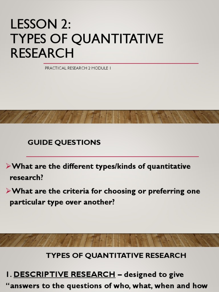 Lesson 2: Types of Quantitative Research | PDF | Quantitative Research ...