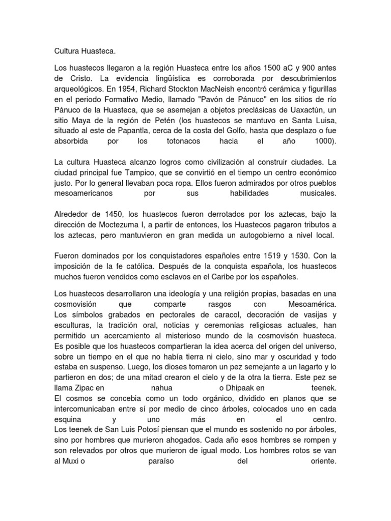 Cultura Huasteca | PDF | Folklore Mexicano | Pueblos Indígenas de las ...