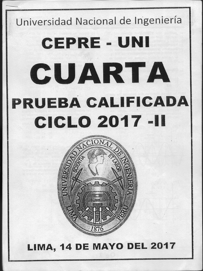 CepreUNI 4ta Prueba Calificada 2017-II | PDF