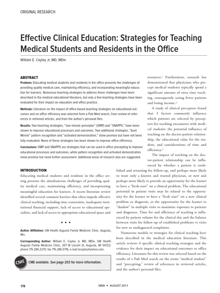Effective Clinical Education - Strategies For Teaching Medical Students ...