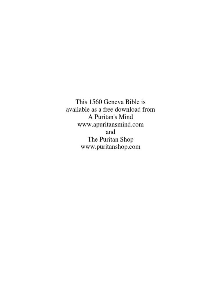 Geneva Bible 1560 | PDF | Religious Literature | Protestant Reformation