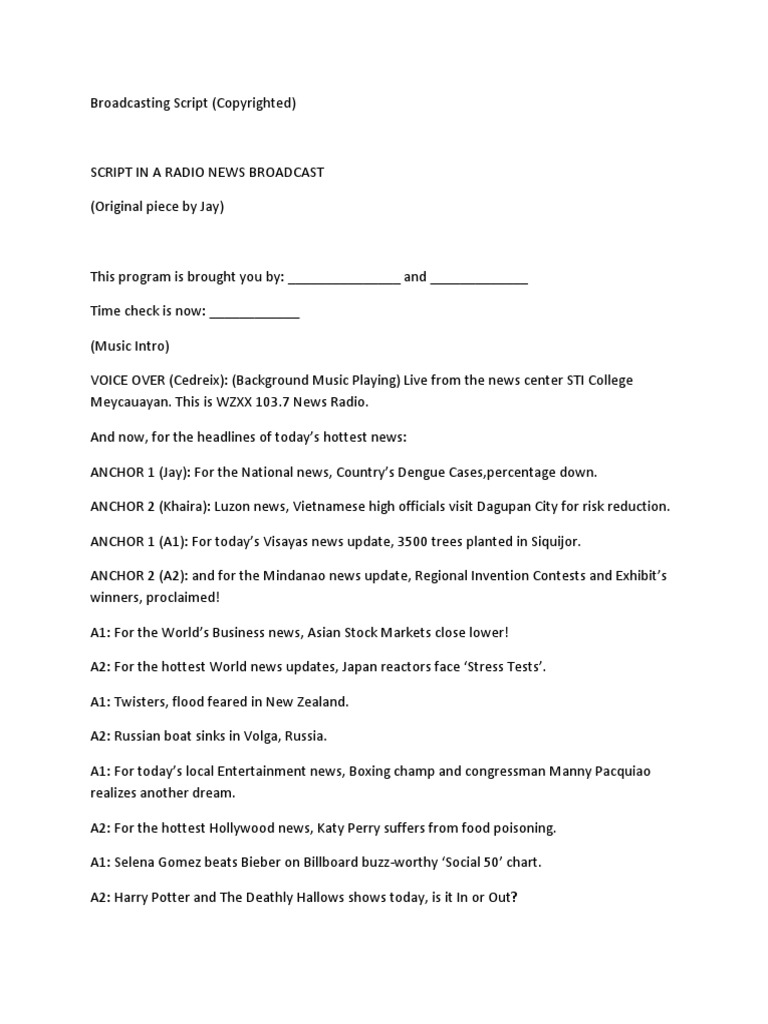 Sample Radio Broadcast Script | PDF