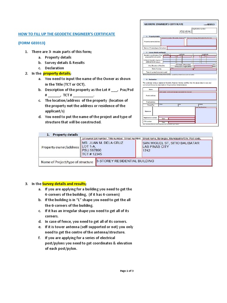 How To Fill Up The Geodetic Engineer Certificate Form Ge0313 | PDF ...