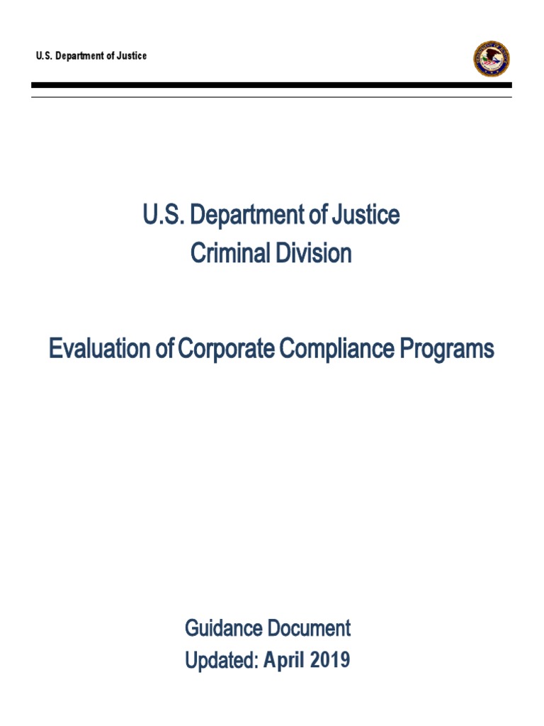 DOJ Guidance on Corporate Compliance Programs | PDF | Due Diligence ...