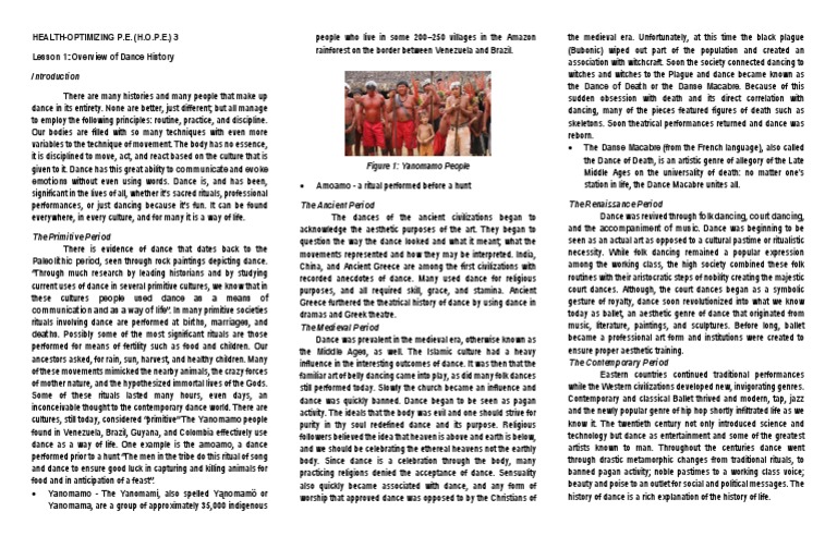 Lesson 1 - History of Dance | PDF | Dances | Theatre