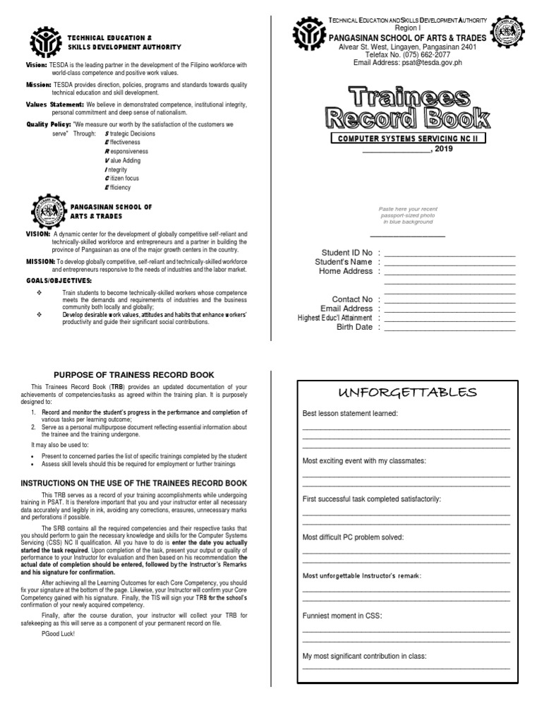 Trainees Record Book CSS | PDF | Occupational Safety And Health | Computer Network