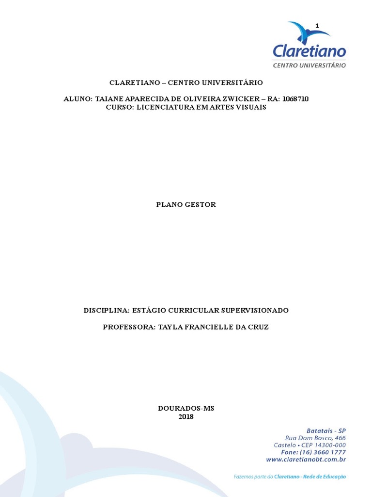 Pronto - Relatório de Plano Gestor | PDF | Pedagogia | Escolas