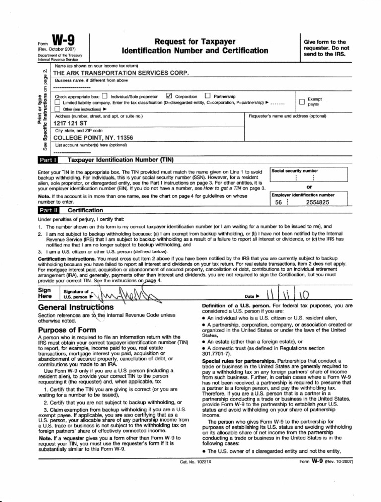 w9 Form Irs Signed | PDF | Withholding Tax | Partnership