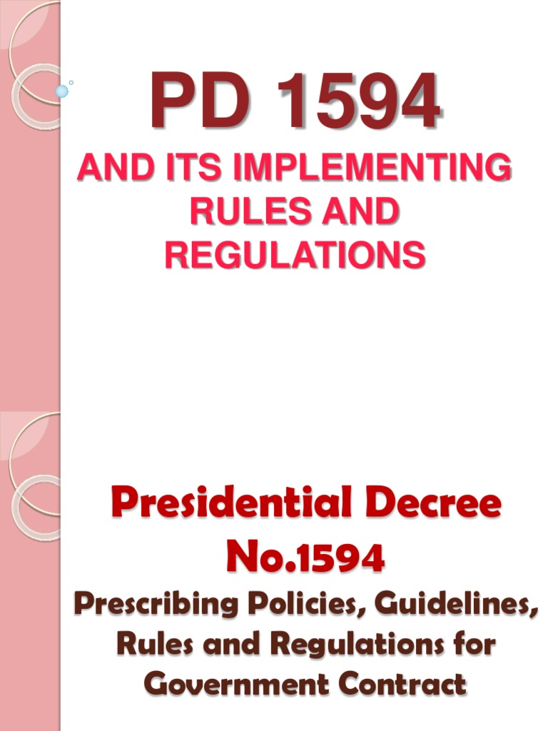 Presidential Decree 1594 and Government Contract Rules | PDF ...