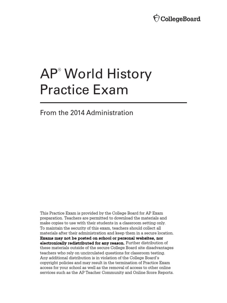 AP World 2014 Practice Exam | PDF | Advanced Placement | Multiple Choice