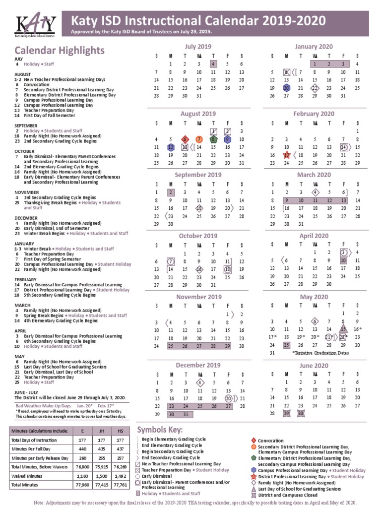 Instructional Calendar 2019-2020 | Download Free PDF | Academic Term ...