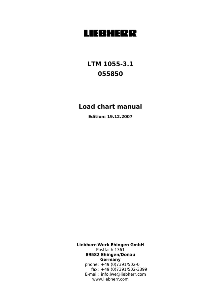 LTM 1055-3.1 Load Chart Manual | PDF | Crane (Machine) | Tire