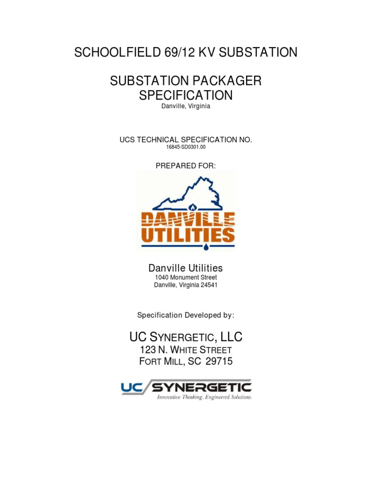 16 17 125 Schoolfield Substation Packager Specifications | PDF ...
