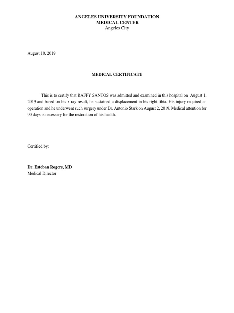 Case-2 Medical Certificate Sample Only | PDF