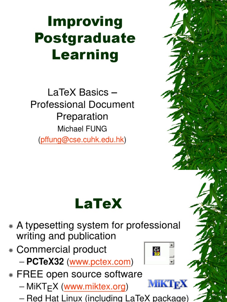 Improving Postgraduate Learning: Latex Basics - Professional Document ...