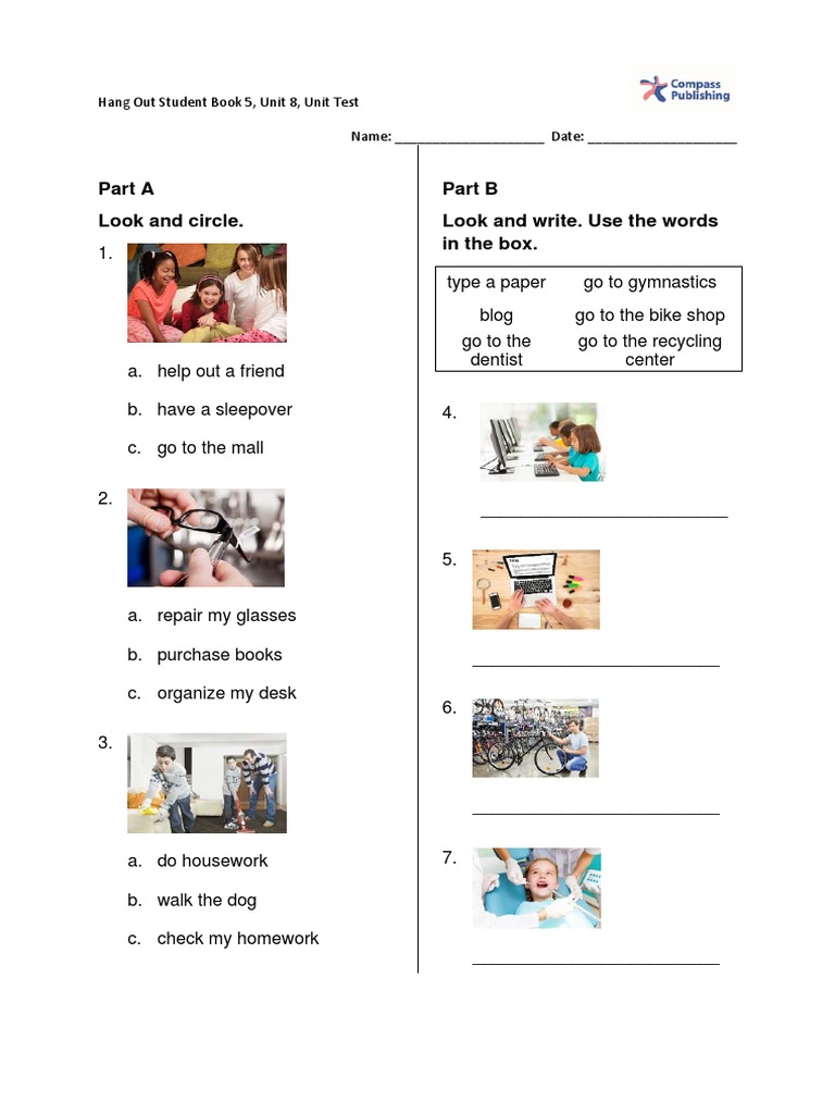 Hang Out 5 - Unit Test 8 | PDF | Business