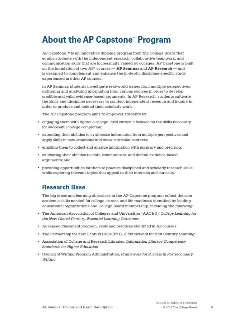 About The Capstone Program | PDF | Advanced Placement | Reason