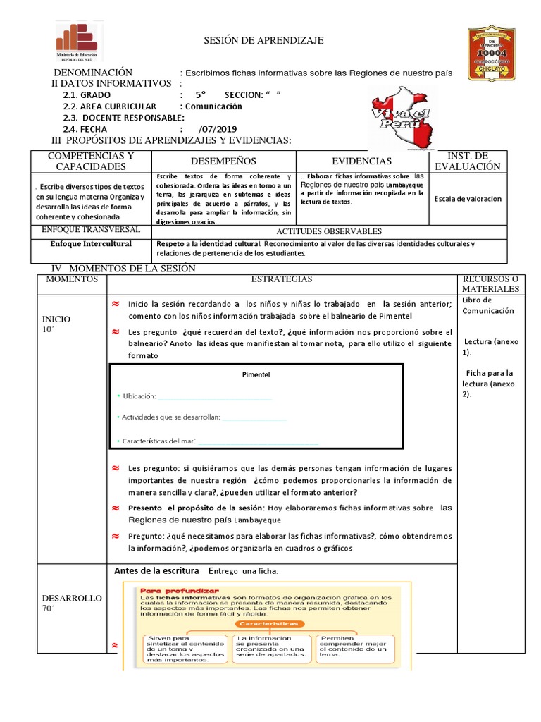 Esquema 5º Escribimos Fichas Informativas Sobre Las Regiones de Nuestro ...