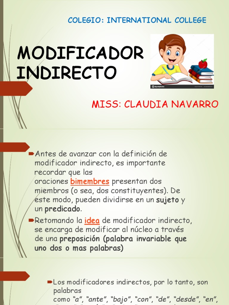 Modificador Indirecto: Definición y Ejemplos | PDF