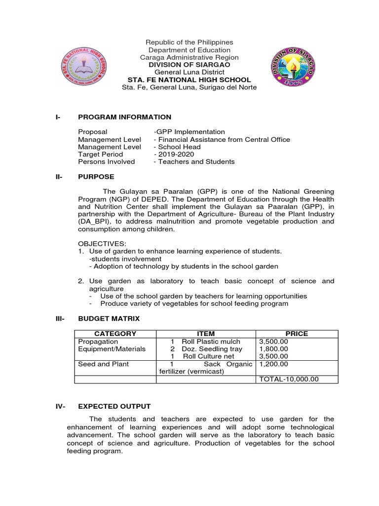 GPP Project Proposal | PDF | Agriculture | Vegetables