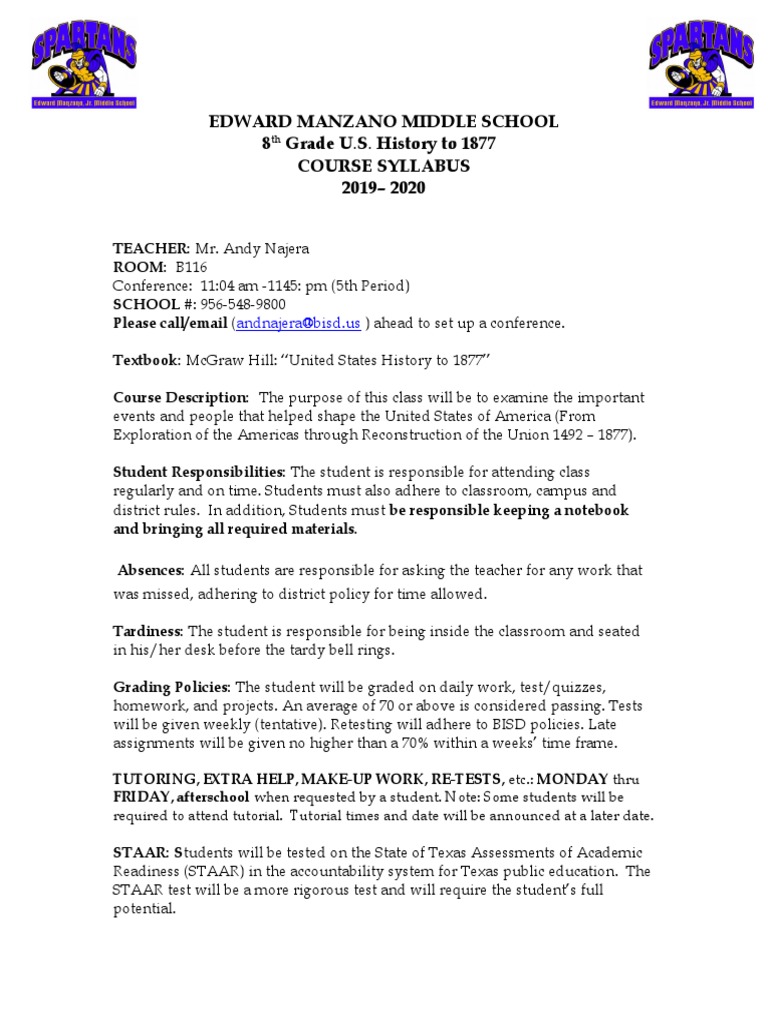 Syllabus 2019-2020 | PDF | Homework | Teaching