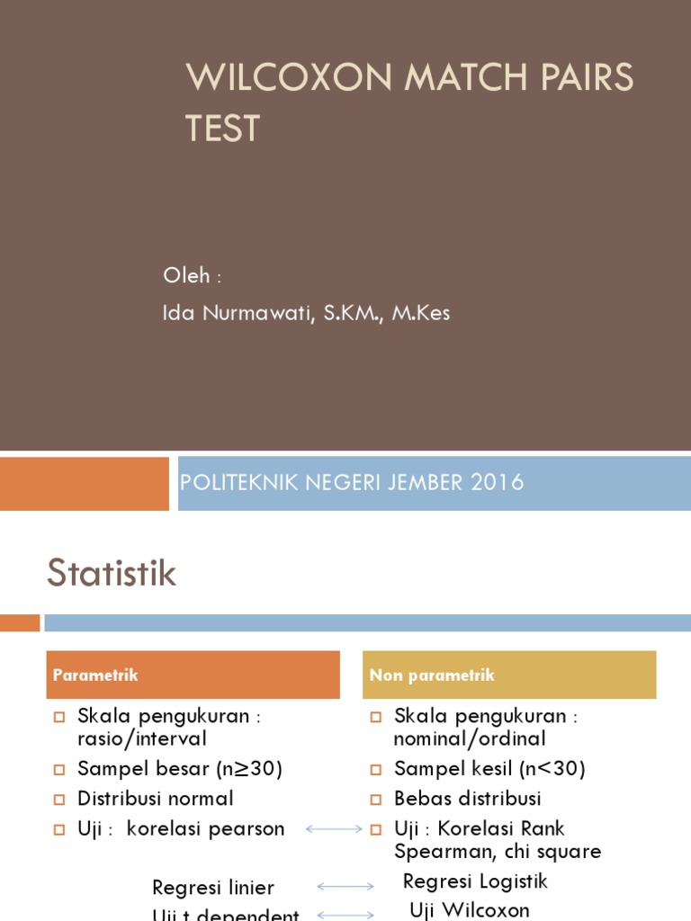 Uji Wilcoxon untuk Data Berpasangan | PDF