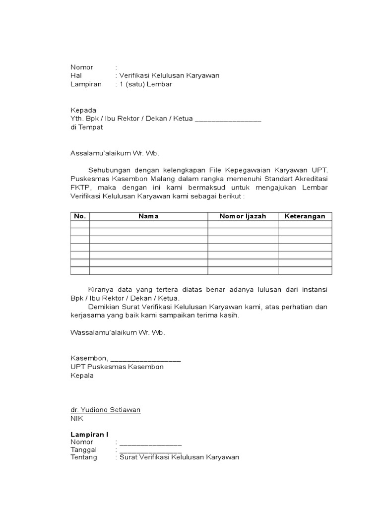 Lembar Verifikasi Kelulusan Karyawan | PDF