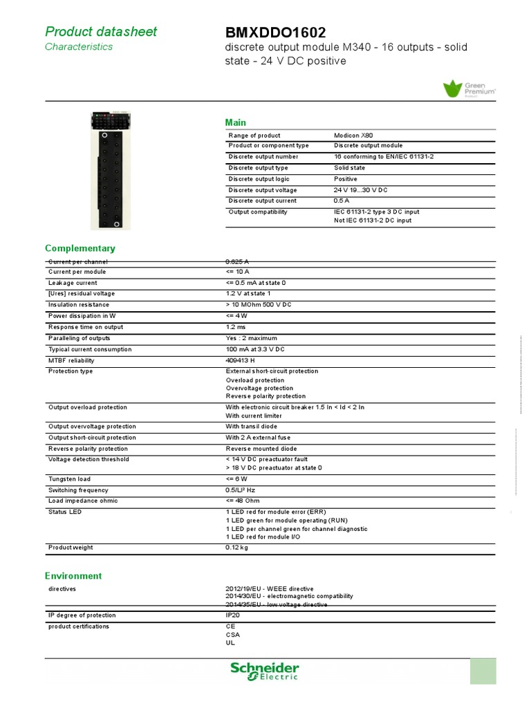 BMXDDO1602 16 output module datasheet | PDF | Power Supply | Electrical ...