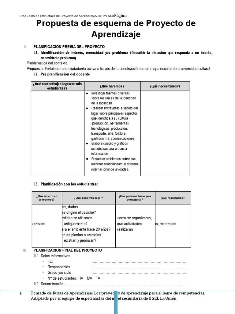 Esquema de Proyecto de Aprendizaje | PDF | Evaluación | Aprendizaje