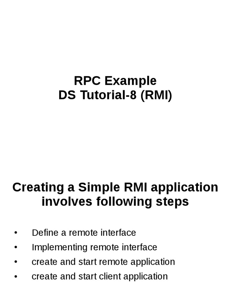 Remote Method Invocation Tutorial In Java Pdf
