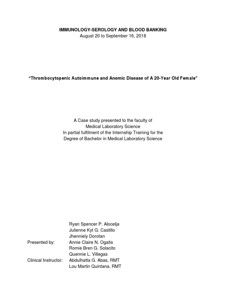Immuno-Serology & Blood Banking Case Study: Systemic Lupus ...