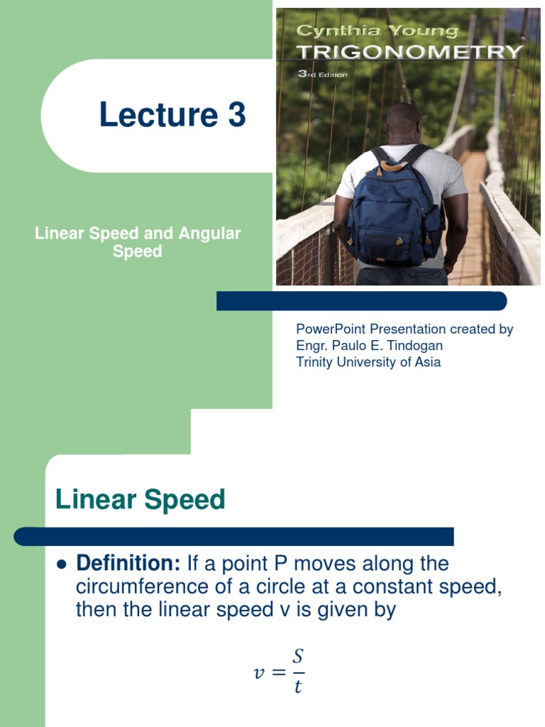 Linear Speed and Angular Speed: Powerpoint Presentation Created by Engr ...