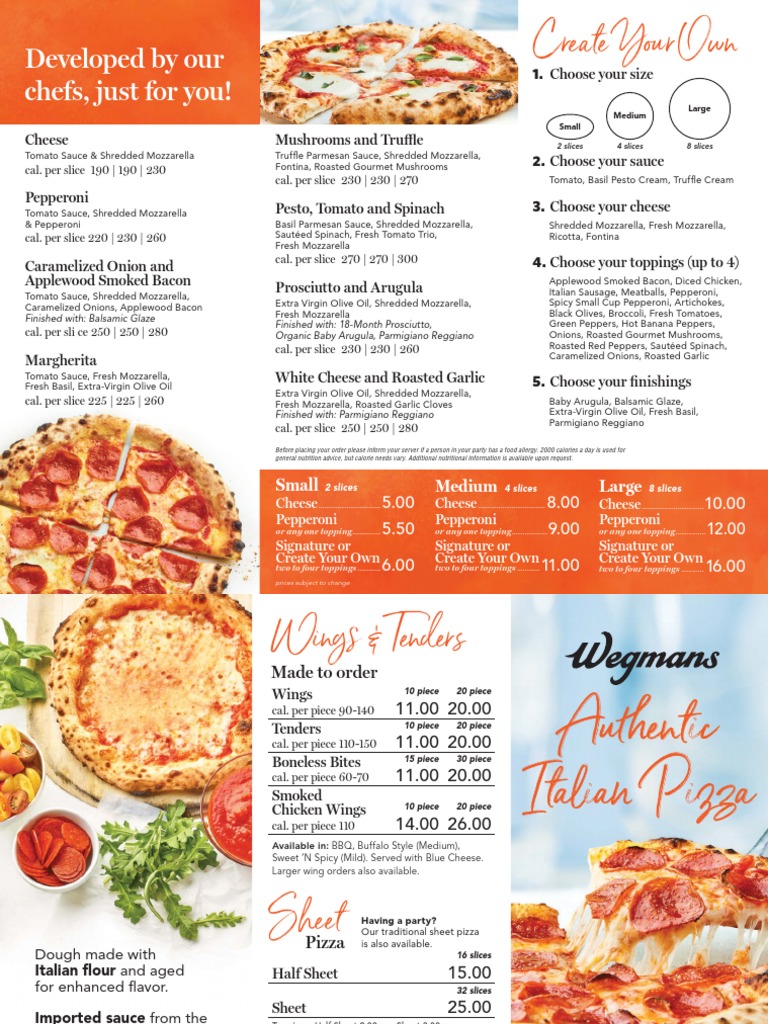 Wegmans Pizza and Sub Menu Details | PDF | Pesto | Tomato Sauce
