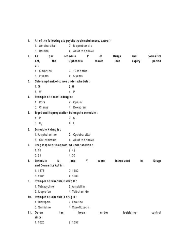 Drug Inspector Previous Exam Paper With Answers PDF APPSC | PDF ...