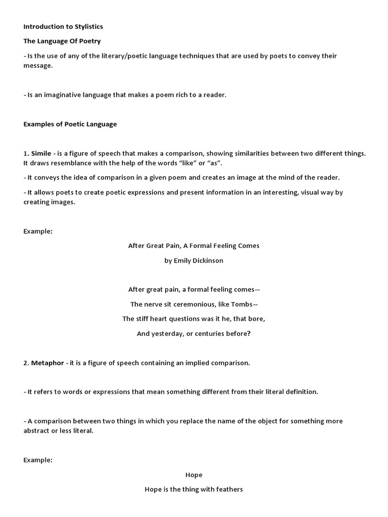 Introduction To Stylistics The Language of Poetry | PDF | Emily ...