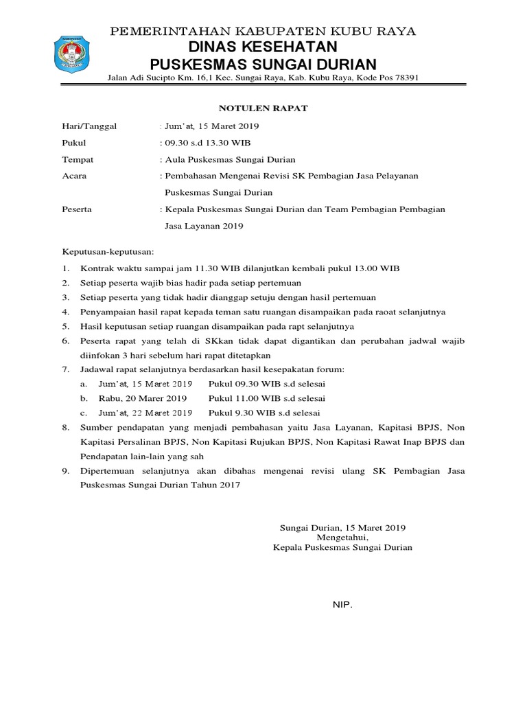 Contoh Notulen Rapat | PDF