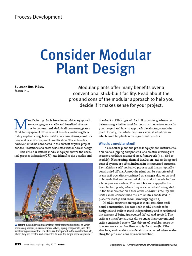 AICHE SR Consider Modular Plant Design | PDF | Natural Gas | Modularity
