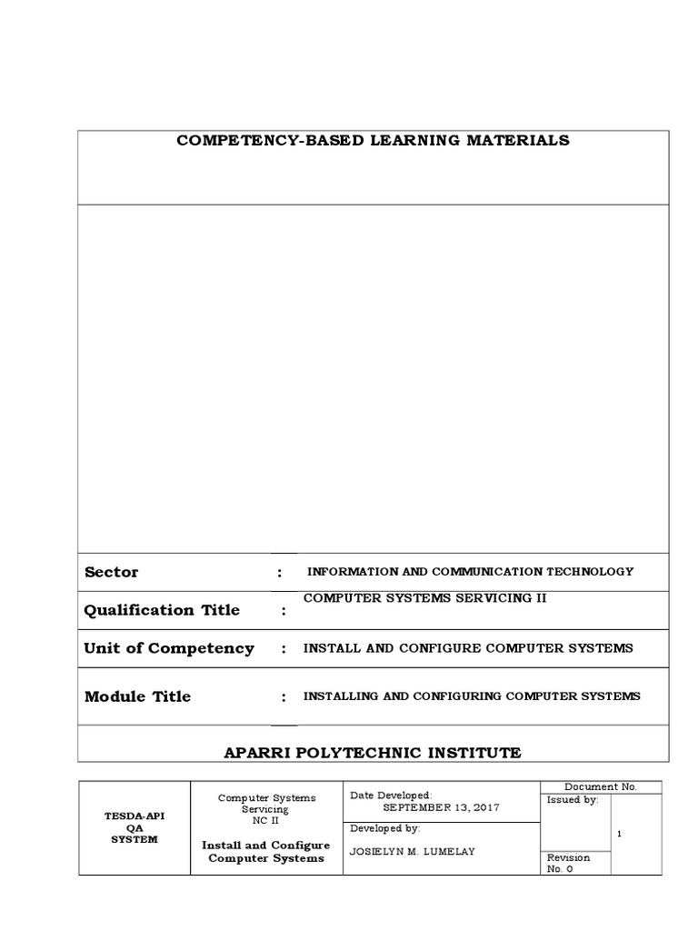 Competency-Based Learning Materials: Information and Communication ...