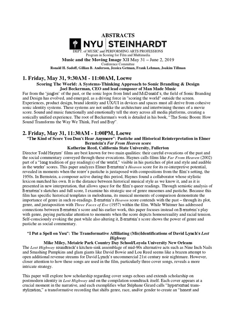 2019 Mami Abstracts Final PDF | PDF | Film Score | Genre