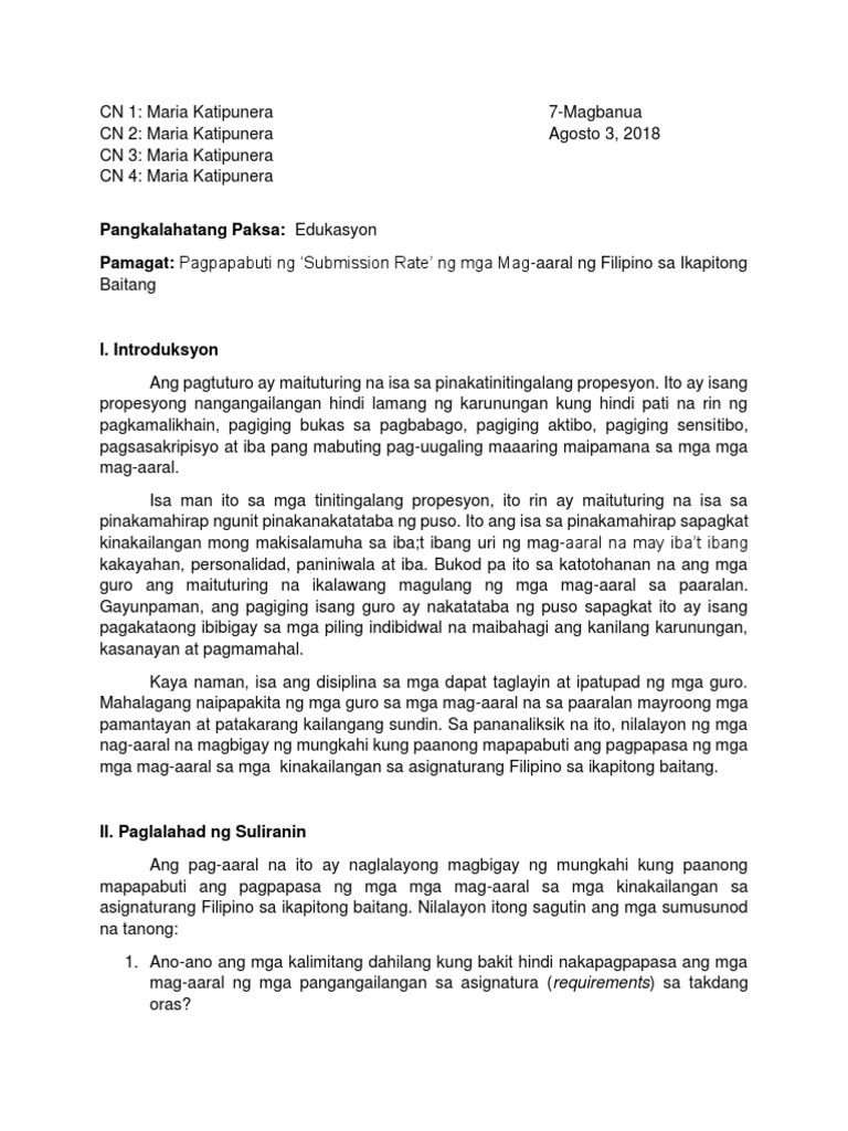 18-19 Palaisipan Sample Format-1 | PDF