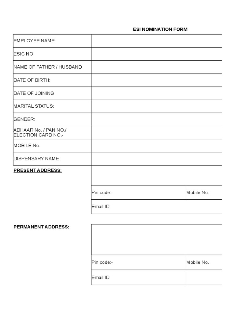 ESI Nomination Form Details | PDF